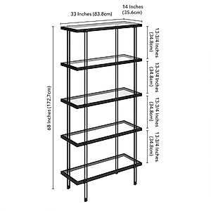 Henn&Hart 68" Tall Rectangular Bookcase in Blackened Bronze, for Home Office, Living Room