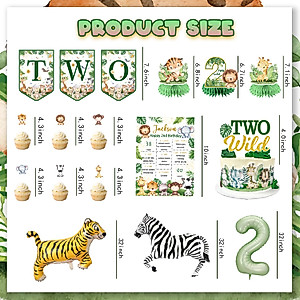 Cocomigo Two Wild Birthday Decorations Boy Two Safari Baby Shower Decorations Two Year Old Birthday Decorations 2 Year Old Birthday Decorations Boy Jungle Safari Animal 2nd Birthday Decorations