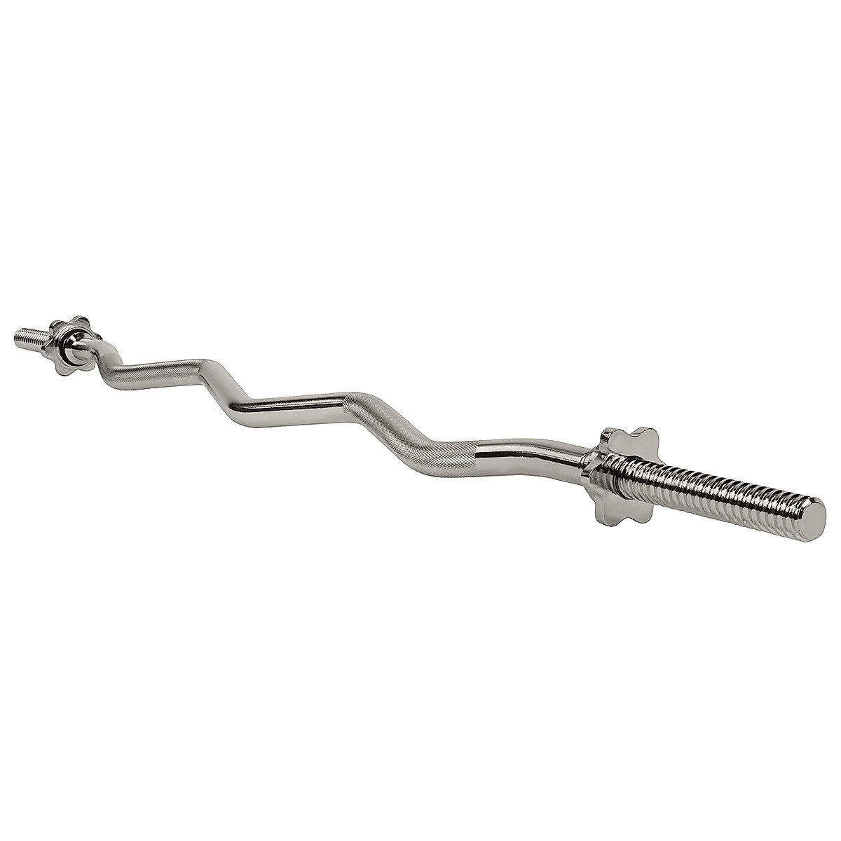 Sunny Health & Fitness 47 in Threaded Chrome Curl Bar with Ring Collars - STCB-47, grey