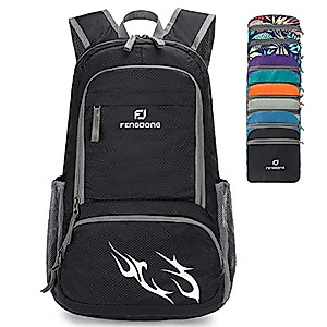 FENGDONG 35L Lightweight Foldable Waterproof Packable Travel Hiking Backpack Daypack for men women Black