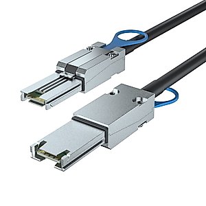 SFF-8088 to SFF-8088 External Mini SAS HD Cable, 3G/6Gbps SAS2.0 26Pin Hybrid Cable Attached SCSI for Raid Systems, DAS, External Storage Systems and Servers, 100-Ohm, 1-m(3.3ft)
