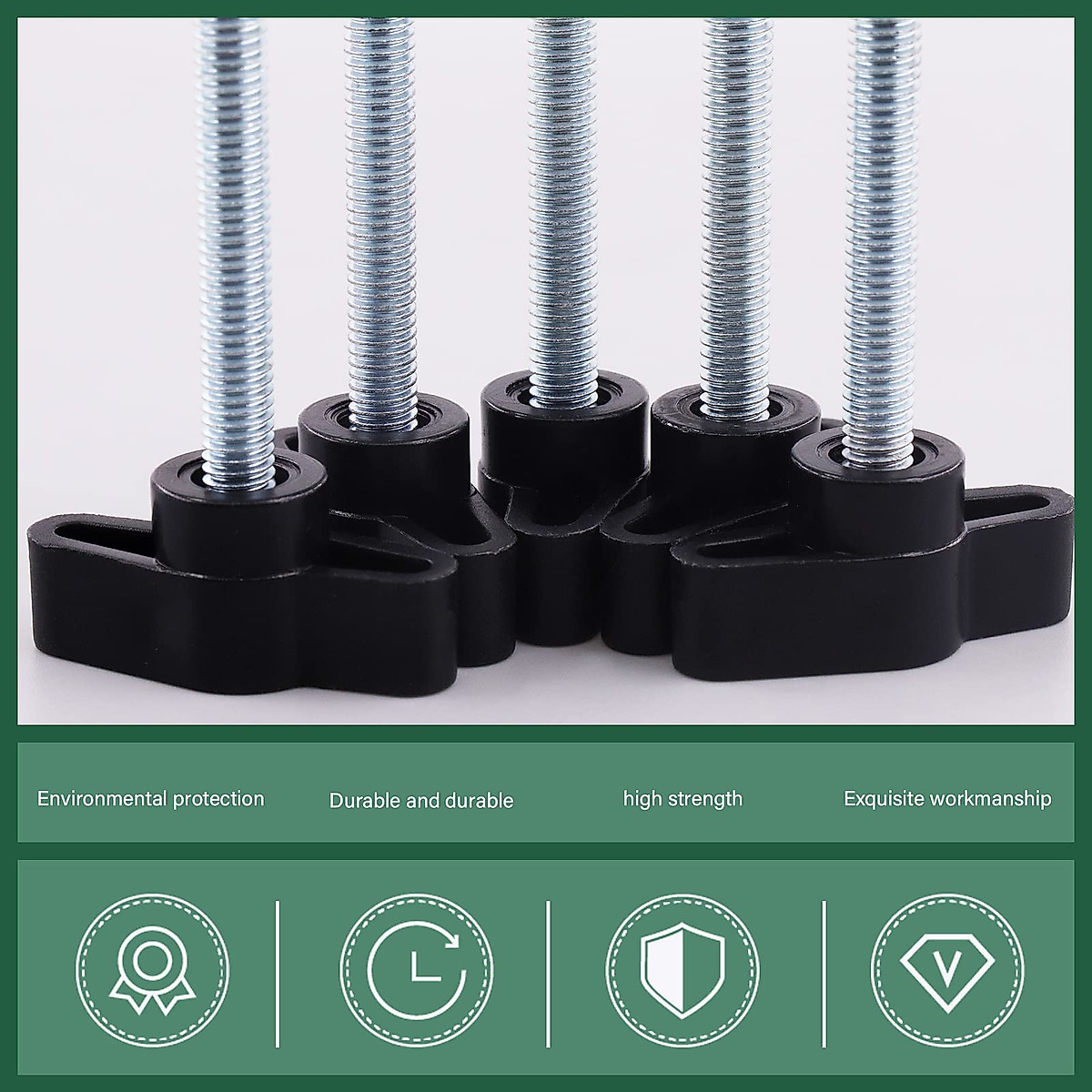 Keadic 20 Pcs M6x20 Clamping Screw Knob Thumb Screws, Carbon Steel 36# Threaded Knurled Thumbscrew Screw on Tee Wing Plastic Knob (1/4”x 25/32”)