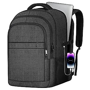 Yamdeg Extra Large Travel Backpack, Large Carry On Backpack, 17.3 Inch Laptop Backpack For Computer Business Travel With USB Port, TSA Airline Approved Waterproof Travel Daypack For Men, Black
