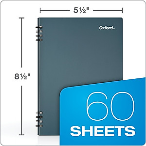 Oxford Stone Paper Notebook, 5-1/2" x 8-1/2", Blue Cover, 60 Sheets, 2 Pack (161641)