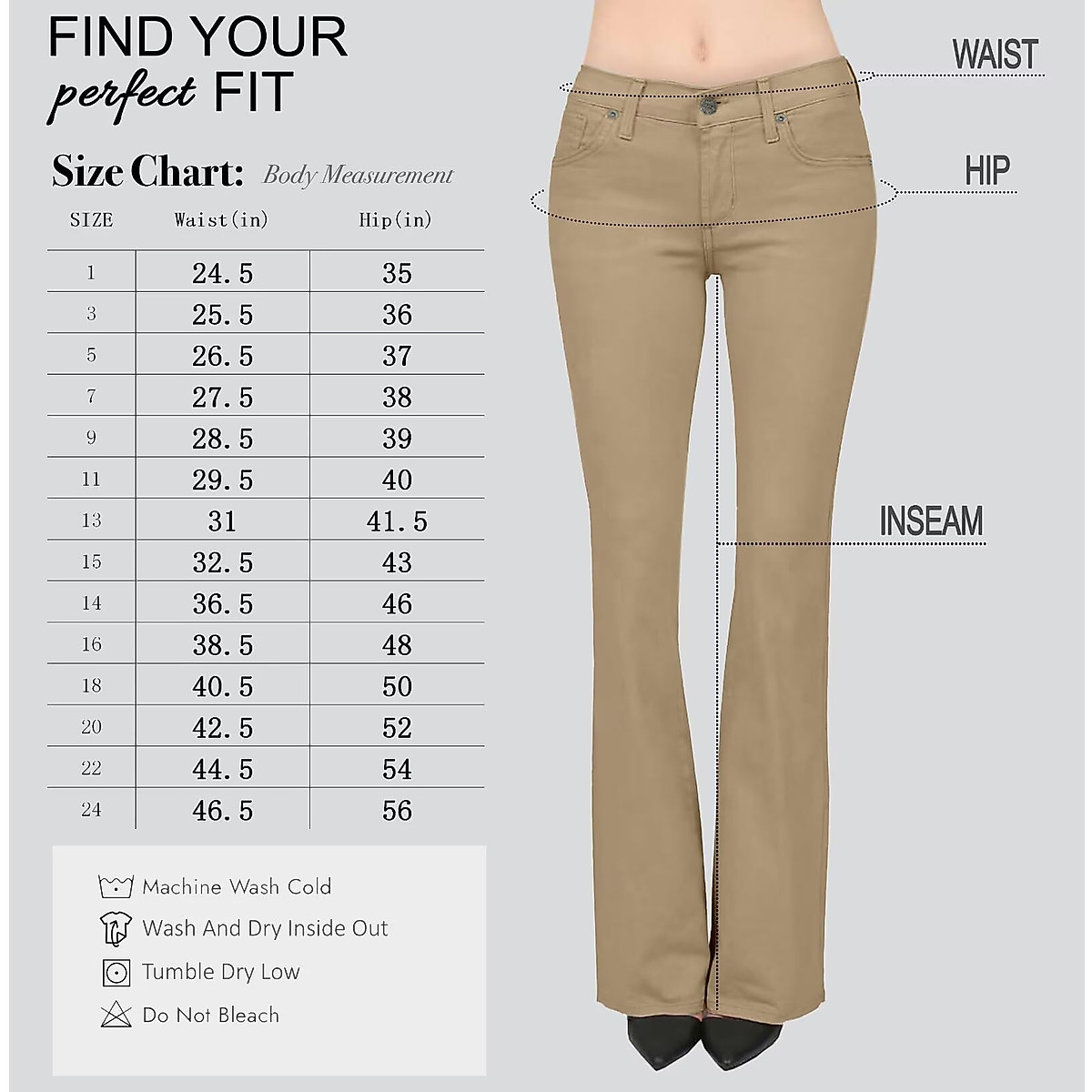 Hybrid & Company Women's Skinny Bootcut Stretch Pant P31699BLX Beige/Khak 18