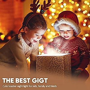 Cute Night Light, Kawaii Toast Night Lamp for Desk Decor, Table, Baby Nursery and Bedroom Room Decor Aesthetic, Dimmable Rechargeable Toaster Bread Lamp Gifts for Teens, Kids, Girls and Boys, Green