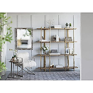 A and B Home 45500 70.9" H Rectangle Gold Stainless Steel/Leather Indoor w/4 Tiers, Modern Style, Tall Shelf