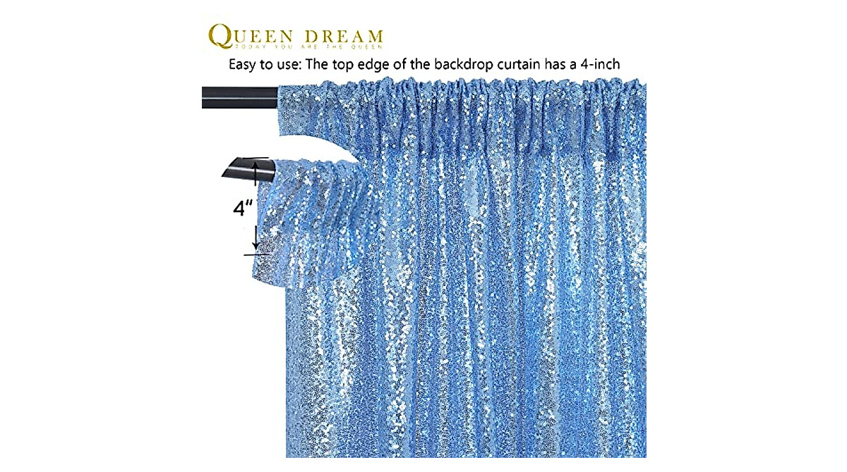 Sparkly Baby Blue Sequin Backdrops (4 Pcs) for Parties & Photo