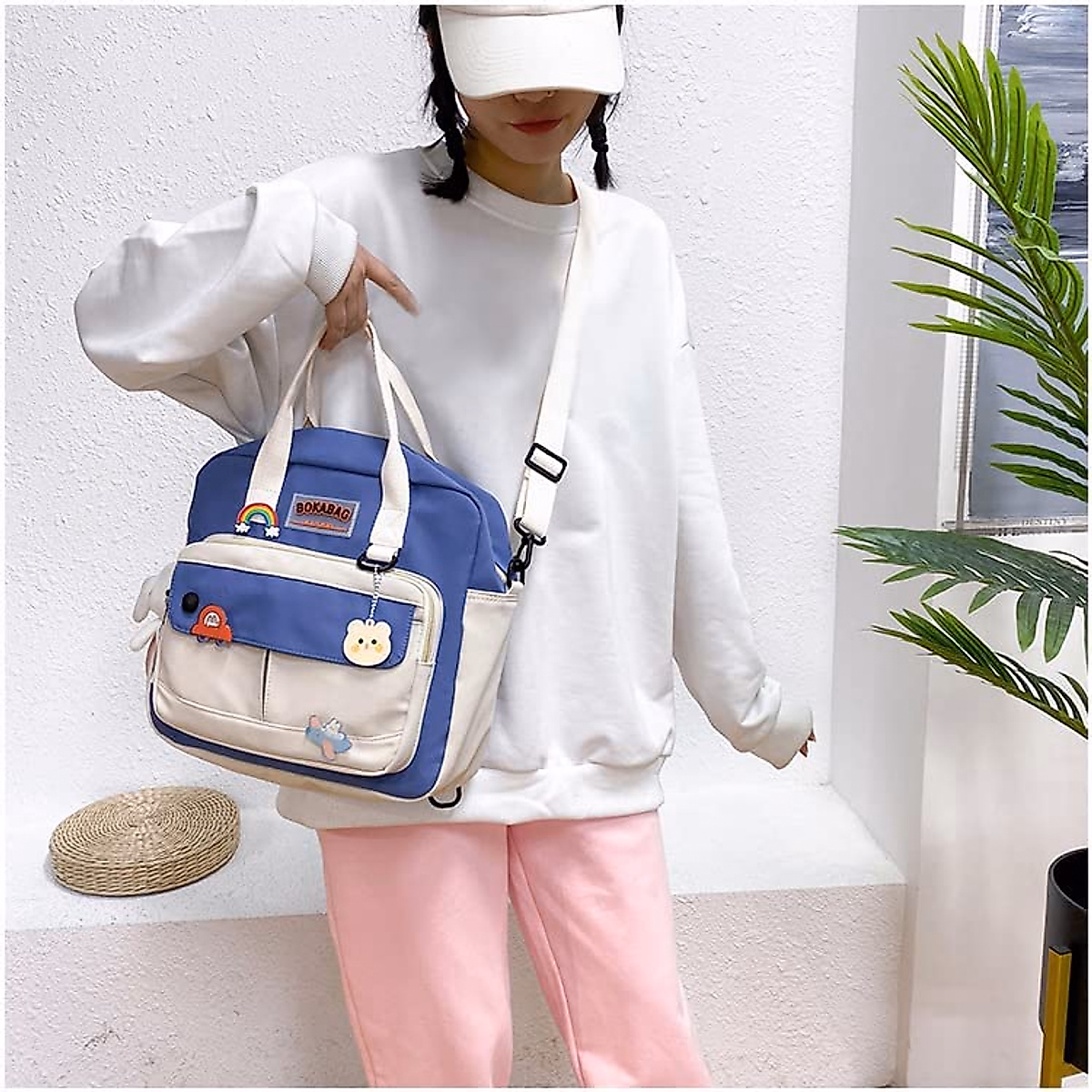 Cute Bags Kawaii Backpack Messenger Bag For School,Aesthetic Backpacks Multifunction Laptop Japanese Ita for Teen Girls Kids Lunch Totes