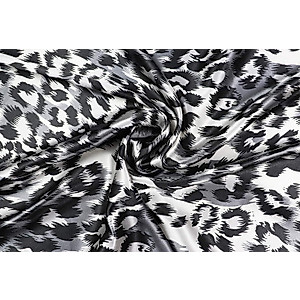 vabovin 35" Large Square Satin Headscarf Silk Likef Scarf Fashion Neckerchief Women's Hair Sleeping Wraps (Silver Black Leopard)