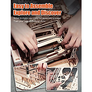 MIEBELY Electrical 3D Wooden Puzzles Craft Toys DIY Marble Run Model Building Kits Block Toys W/Motor, Mechanical Gear Engineering Kit Home Decor Hobbies Idea Valentines Day Gifts for Him Adults Teens