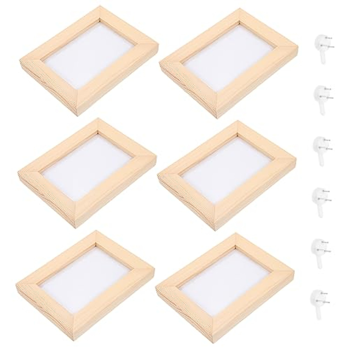 HOMSFOU 6pcs photo frame wood table decor tablescape decor natural wood frame picture frames stand photo display frame 5x7 picture frame Photo Holder Frame for Picture Frame for Photo nail