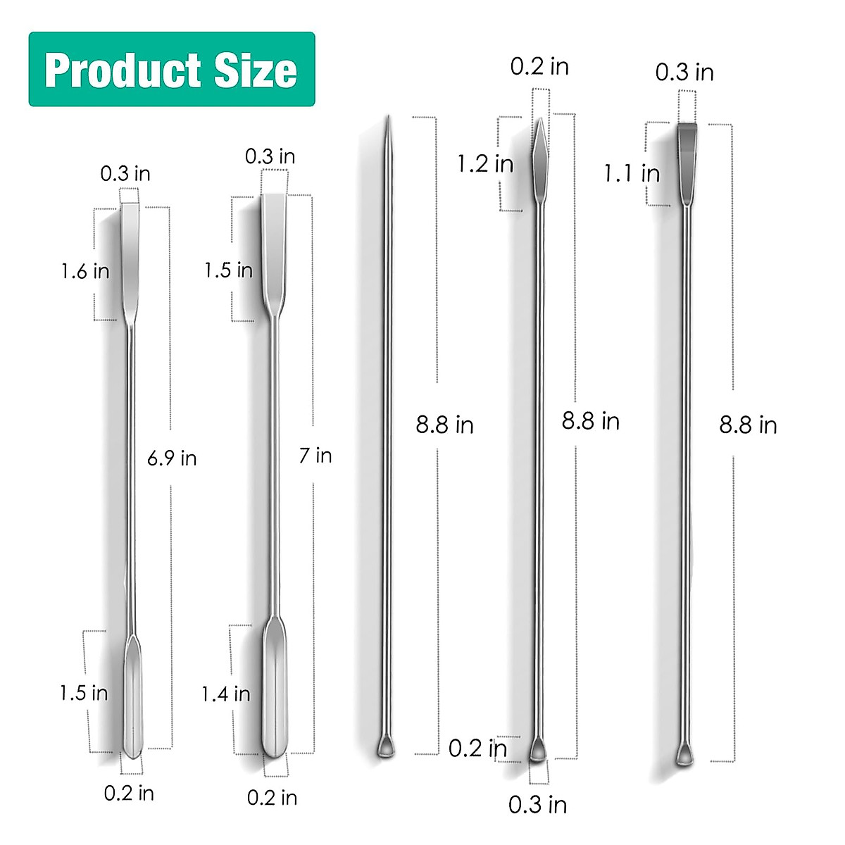 Pack of 5 Capsule Filling Kit for Empty Pill Capsules Filler, Opret Lab Spatula Micro Medicine Spoon, Tiny Spoons Scoop for Powder, Stainless Steel Gel Cap Filler Size #000 00 0 1