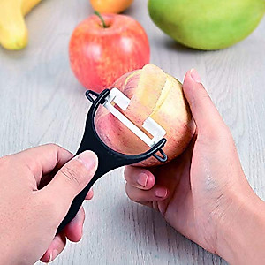 CORESLUX Ceramic knife, 6 Piece Ceramic Kitchen Knife Set, Ceramic Knives Set for Kitchen 6" Chef Knife 5" Utility Knife 4" Fruit Knife 3" Paring Knife 1'' Vegetable Fruit Peeler(Black)