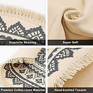 COZY PLANET Boho Cotton Round Area Rug Hand-Tasseled Home Decoration Area Cover (Bohemian SlateGrey, 4×4 ft, Round)