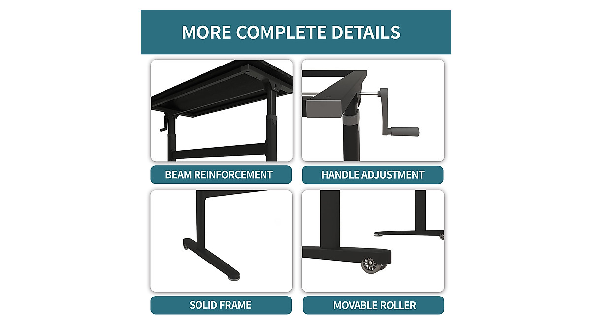 Ergonomic Win Up Time Manual Standing Desk - Adjustable & Mobile