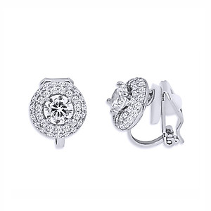 YOQUCOL Cubic Zirconia CZ Crystal Clip On Earrings For Women Non Pierced Stud Jewelry