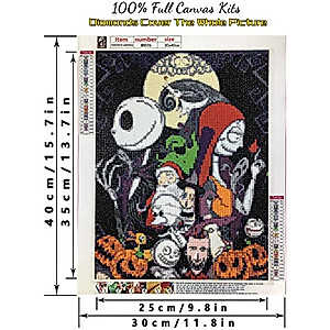 Eitseued Diamond Painting Halloween Jack and Sally,Nightmare Before Christmas Cross Stitch Diamond Kit Arts Craft Home Decor Festival Gift,12x16 inch