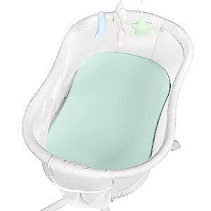 TILLYOU Ultra Soft Bassinet Fitted Sheets for Baby Boy Girl, Universal Fit for Cradle Oval Rectangle Hourglass Mattress, 2 Pack Gray and Green