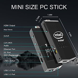 AIOEXPC Mini PC Stick Intel Celeron N4020 2.8GHz Windows 11 Pro 8GB DDR4 128GB SSD Mini Compute Stick Support 4K HDMI, 2.4G/5.0G WiFi, Gigabit Ethernet, Cooling System, Bluetooth 4.2, USB 3.0