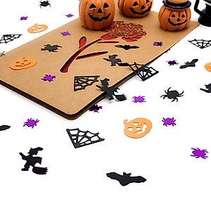 Halloween Confetti | Glitter Confetti Sprinkles for Party Table Scatters Decoration | Pumpkin Bat Witch Spider Confetti for Party Supplies | Metallic Foil | 45g 1.6OZ 1100Pcs