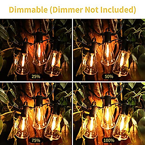 FOOMAN Outdoor String Lights 150ft Shatterproof Dimmable LED Patio Lights Waterproof ST38 Connectable Cafe Lights with 76 Plastic Bulbs for Porch Backyard Garden Bistro(2×75FT)