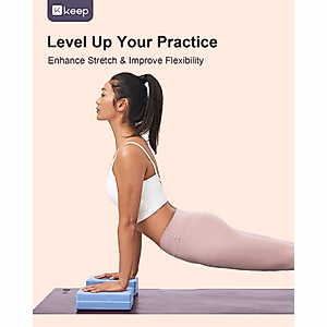 KEEP Yoga Block, High-Density EVA Foam 2 Pack Yoga Block with Non-Slip Textured Surface, Supportive, Lightweight - Ideal for Yoga, Pilates, and Stretching Exercises