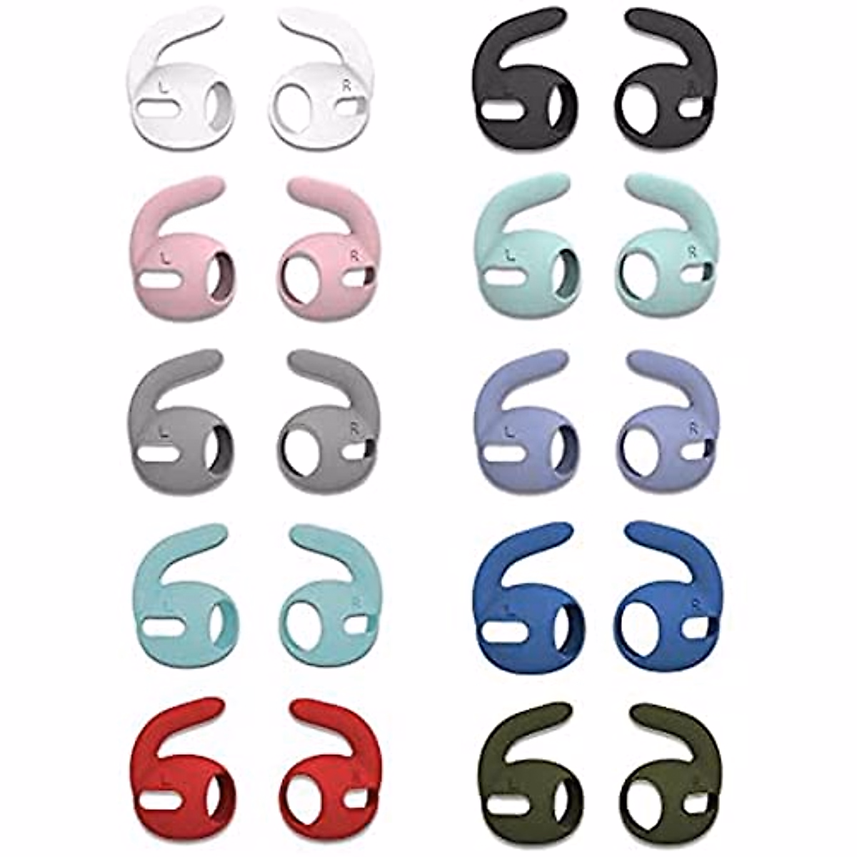 ALXCD Sport Ear Tips Hook Compatible with AirPods Pro Earbuds, Anti Slip Soft Silicone Earbuds Covers Earhooks, Compatible with AirPods Pro, 10 Pairs 10 Color