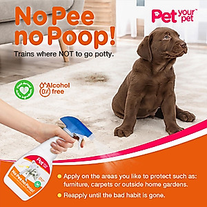 PET YOUR PET No Pee No Poop Dog Potty Training Spray, 16 Fl Oz – Non-Toxic Dog Spray to Prevent Peeing and Pooping – Natural No Marking Scent Spray - Stops Dogs Peeing Indoors/Outdoors