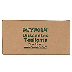 Soyworx Soy Tealight Candles - 25 Unscented - All Natural Color - Clear Cup Candles with 6 to 8 Hour Burn Time