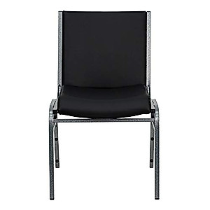 Flash Furniture HERCULES Series Heavy Duty Black Vinyl Stack Chair with Ganging Bracket