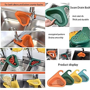 4 Pack Kitchen Sink Drain Basket Swan Drain Rack, Multifunctional Kitchen Triangular Sink Filter Swan Drain Basket for Kitchen Sink Hangs on Faucet Fits All Sink