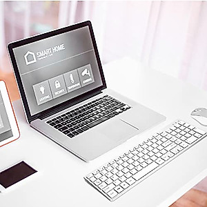 Wireless Keyboard and Mouse Combo Rechargeable USB Cordless Slim Compact Keyboard with Numeric Keypad and Ergonomic Silent Computer Mouse Set for Windows,PC,Laptop,MacBook,Chromebook-Silver White