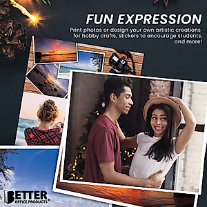 Self-Adhesive Photo Paper, Sticky Photo Paper, Glossy, 8.5 x 11 Inch, 100 Sheets, by Better Office Products, 135 gsm, Letter Size, 100 Count Pack