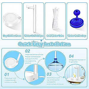 TOBTOC Desktop Water Dispenser for 5 Gallon Bottle, Bedside Water Dispenser with 7 Levels, Portable Water Dispenser Countertop with Bottle Cap and pH Strips, Smart Household for Home, Office, Outdoor