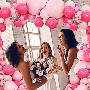 Pink Balloons Garland Arch Kit, Hot Pink Barbie Balloons, Pastel Pink Balloons Decorations for Baby Shower, Wedding, Anniversary, Valentines Day, Princess Birthday Party, Mothers Day