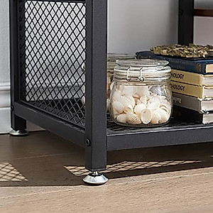 VECELO 47" Coffee Table with Storage Shelf for Living Room Industrial Wood and Metal Frame Easy Assembly Brown