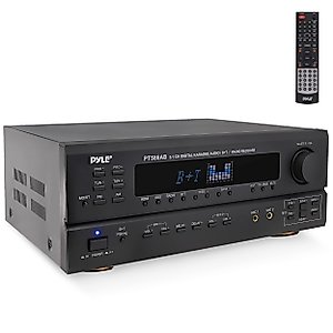 Pyle Wireless Bluetooth Power Amplifier System - 420W 5.1 Channel Home Theater Surround Sound Audio Stereo Receiver Box w/RCA, AUX, Mic w/Echo, Remote - for Subwoofer Speaker - Pyle PT588AB.5