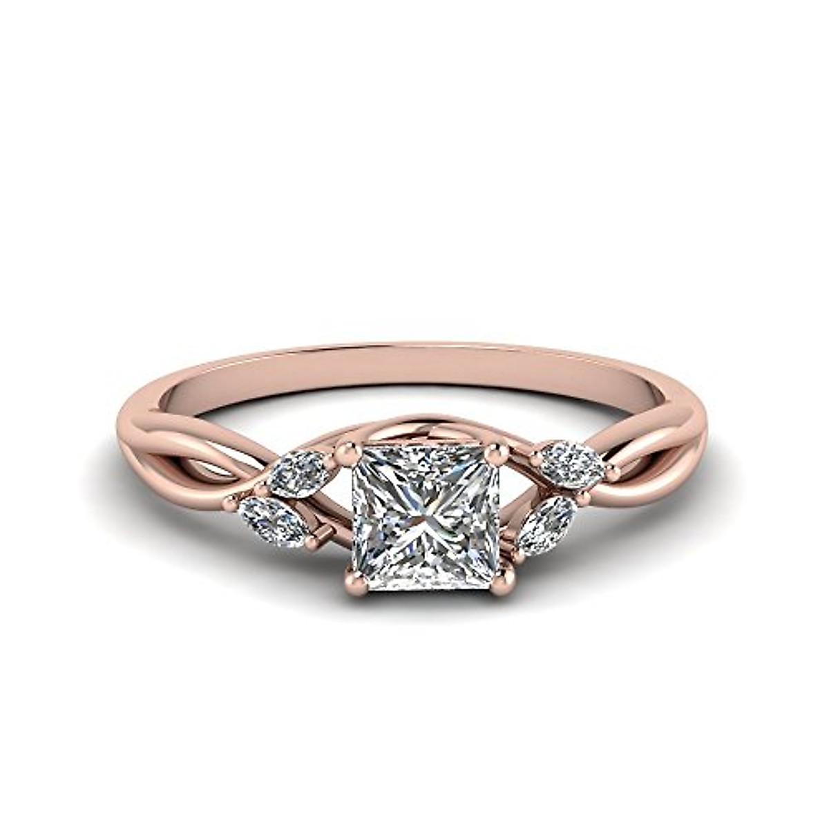 SISGEM 10K 14K 18K Solid Gold Twisted Engagement Rings for Women, Emerald/Princess/Oval/Marquise/Round Cut Moissanite Rings Wedding Engagement Anniversary Promise Bridal Bands with Engraved Name (Princess-Cut)