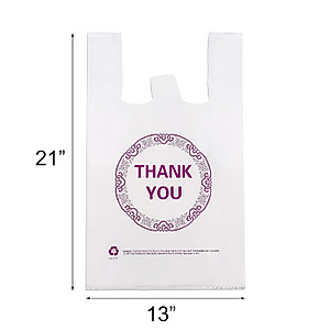 Elsjoy 500 Pieces Thank You Plastic Shopping Bags, 21 x 13 Inch T-Shirt Carry Out Bags Bulk Reusable Grocery Bags for Supermarket, Restaurant, Retail Store