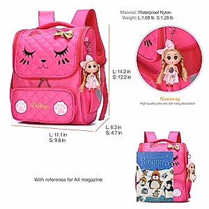 AO ALI VICTORY Girls Backpacks, Waterproof Cute Backpack for Kids Toddler Girl Preschool Bookbags Elementary School Bags (Small, A-Rose Red)