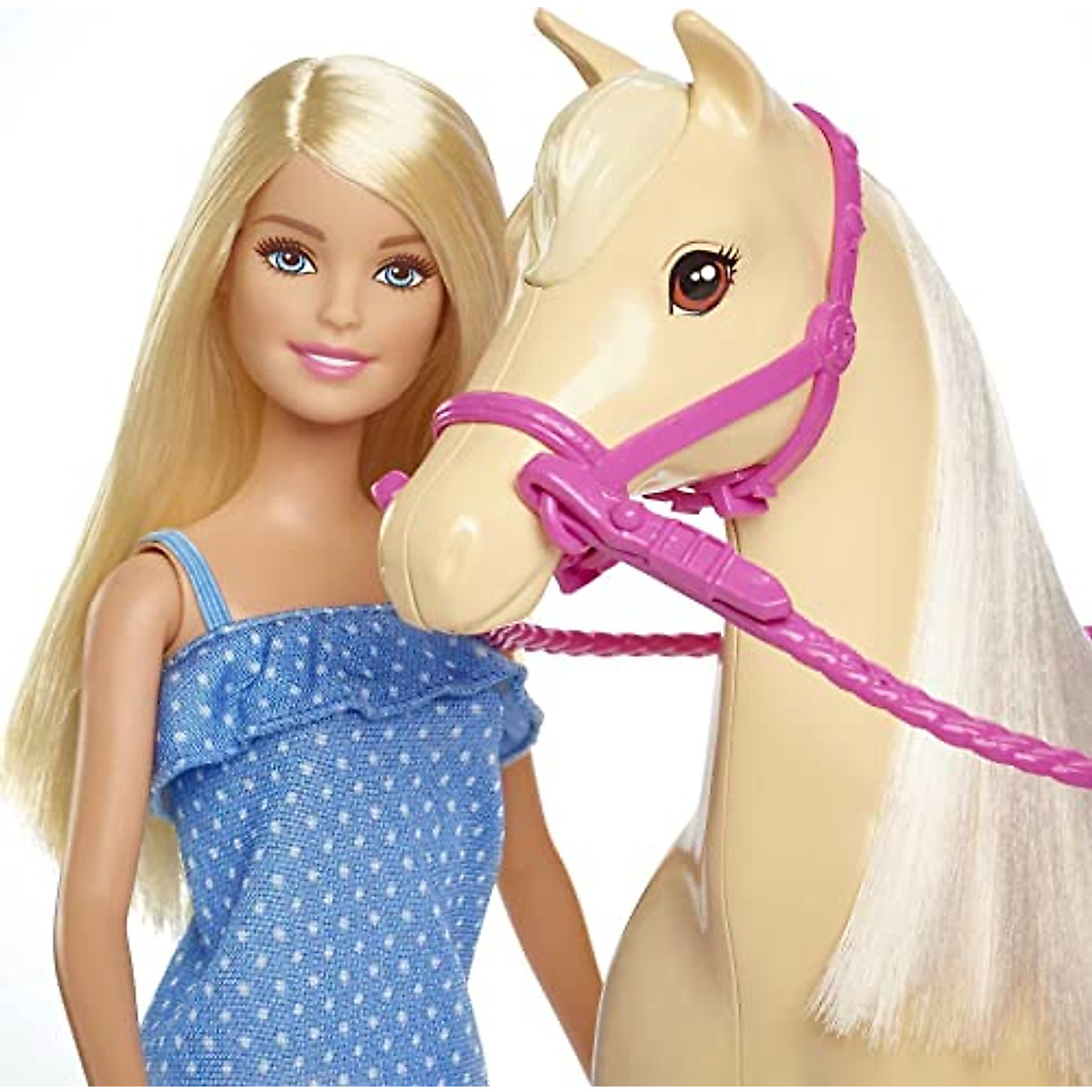 Barbie Doll & Horse Set, Blonde Fashion Doll in Riding Outfit & Light Brown Horse with Saddle, Bridle & Reins