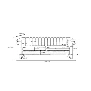 RUNOLIG Chesterfield Sofa, Upholstered Blue Velvet Couch with Flared Arms and Removable Cushions, Comfy Couch with Wood Frame and Gold Legs, Modern Couches for Living Room, Apartment, Office