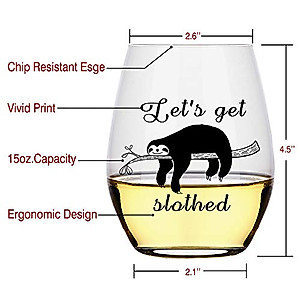 Perfectinsoy Funny sloth Stemless Wine Glass, Cute Funny Sloth Gifts for Women, Christmas Gifts, Happy Valentine Gift, for Boy Friend, Girl Friend, Her His Birthday Anniversar