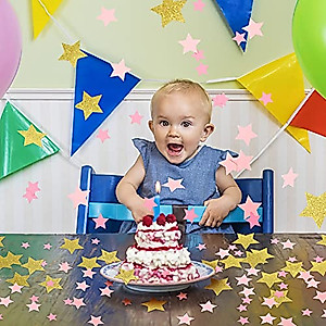 200 Pieces Stars Confetti Sprinkles Glitter Stars Confetti Pink Star Confetti Double Sided Star Paper Confetti Baby Shower Table Confetti for Table Wedding Birthday Party Supplies, 3 Styles