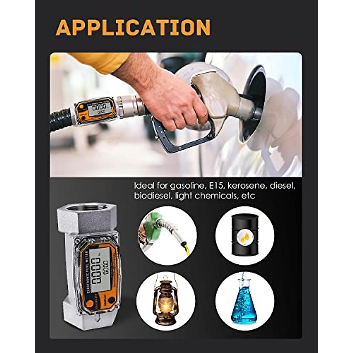 Bonvoisin Turbine Flow Meter 1" FNPT Inlet/Outlet Fuel Flowmeter ±1% Accuracy LCD Display Flow Meter for Diesel Kerosene Gasoline 2-26.4 GPM /9-100 LPM(Batteries are not Included)