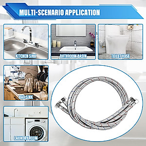 4 Pcs Faucet Hose Connectors, 3/8" Comp x 1/2" FIP Premium Braided Stainless Steel Water Supply Lines for Bathroom, Toilet and Kitchen Faucets (24 Inch)