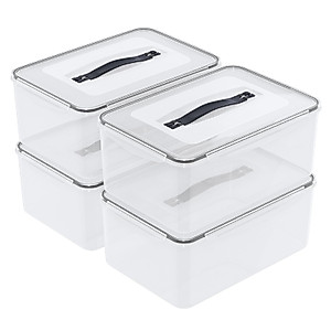 Asking 4-Pack 15 Quart Airtight Food Storage Containers, 14.5 L Clear Pizza Dough Proofing Box with Lid