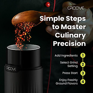 Electric Grinder, Large Capacity 30,000 RPM Herb Grinder – Adjustable Coarse to Fine Electric Spice Grinder, Stainless Steel, One-Button Start, for Herbs, Spices, Coffee & More