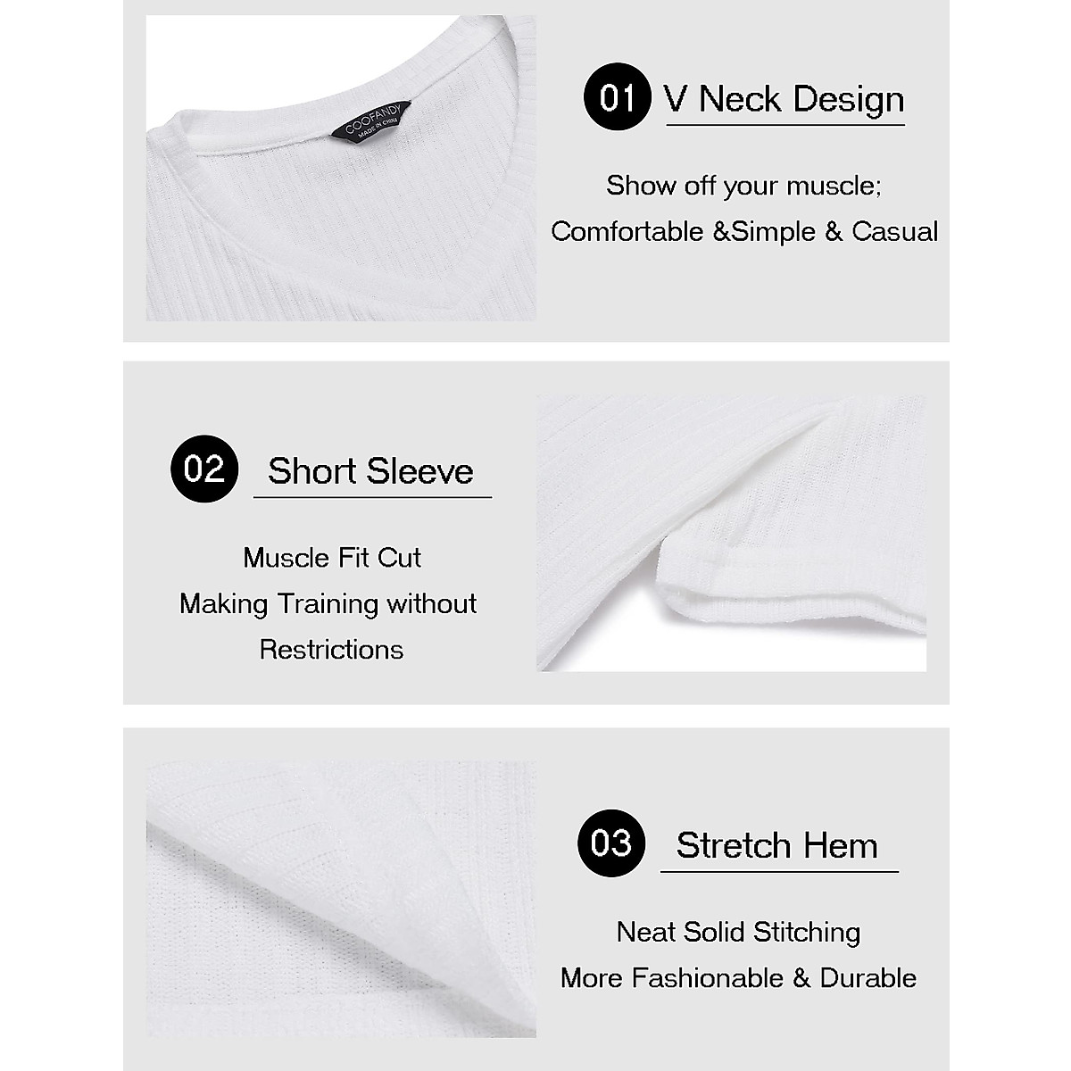 COOFANDY Men's 2 Pack Muscle T Shirts Stretch Short Sleeve V Neck Bodybuilding Workout Tee Shirts